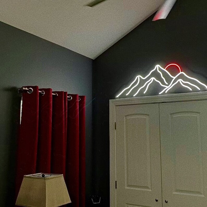 Mountain LED Neon Sign Customize Large Sunset Acrylic Wall - Etsy