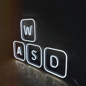 WASD LED Neon Sign, Decor for Game Room, Man Cave Sign, Streamer Room ...
