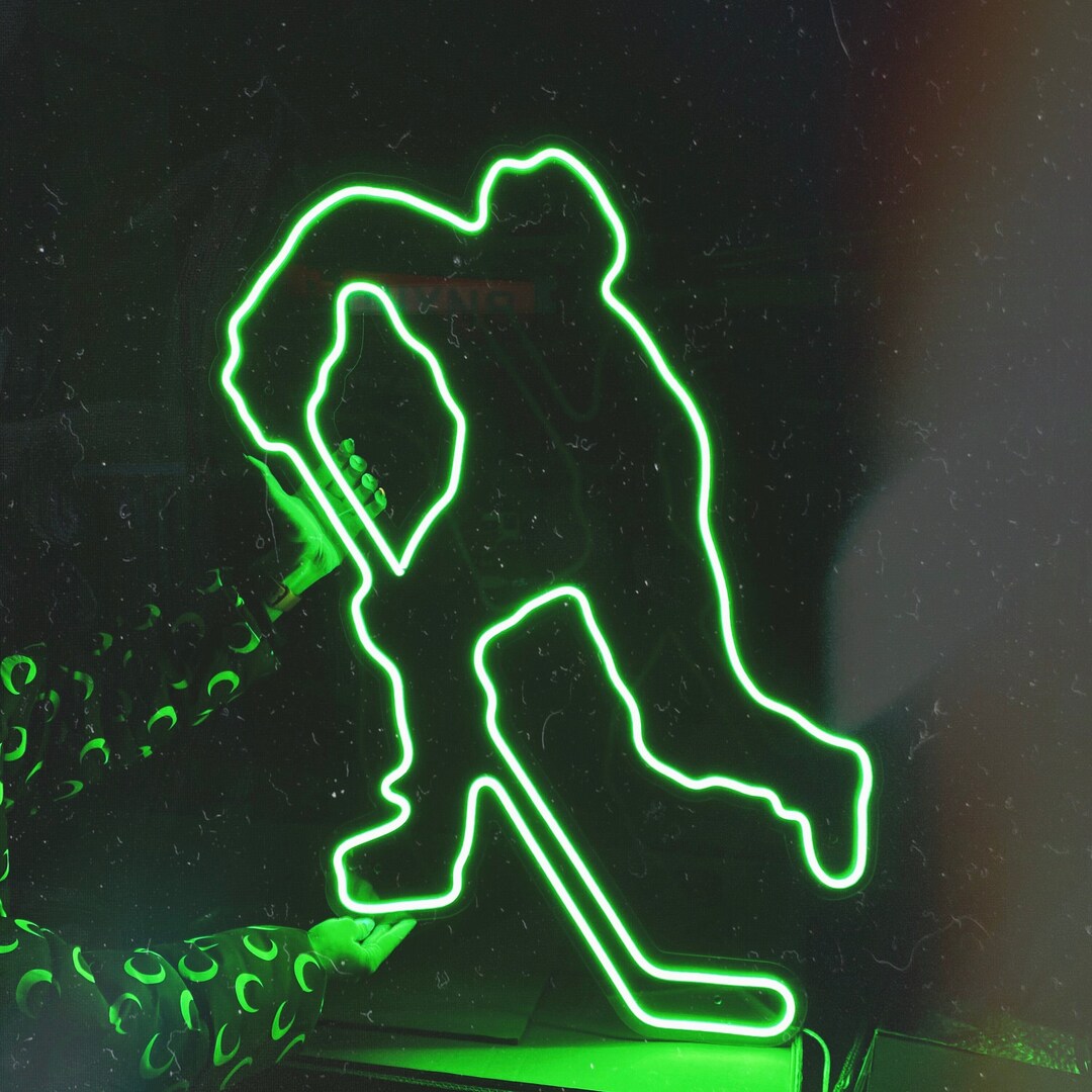 Hockey Player LED Neon Sign | Sport Wall Decor - Choose Your Color and ...