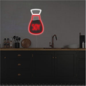 Soy Sauce LED Neon Sign | Kawaii Kitchen Wall Art | LED Decor for ...