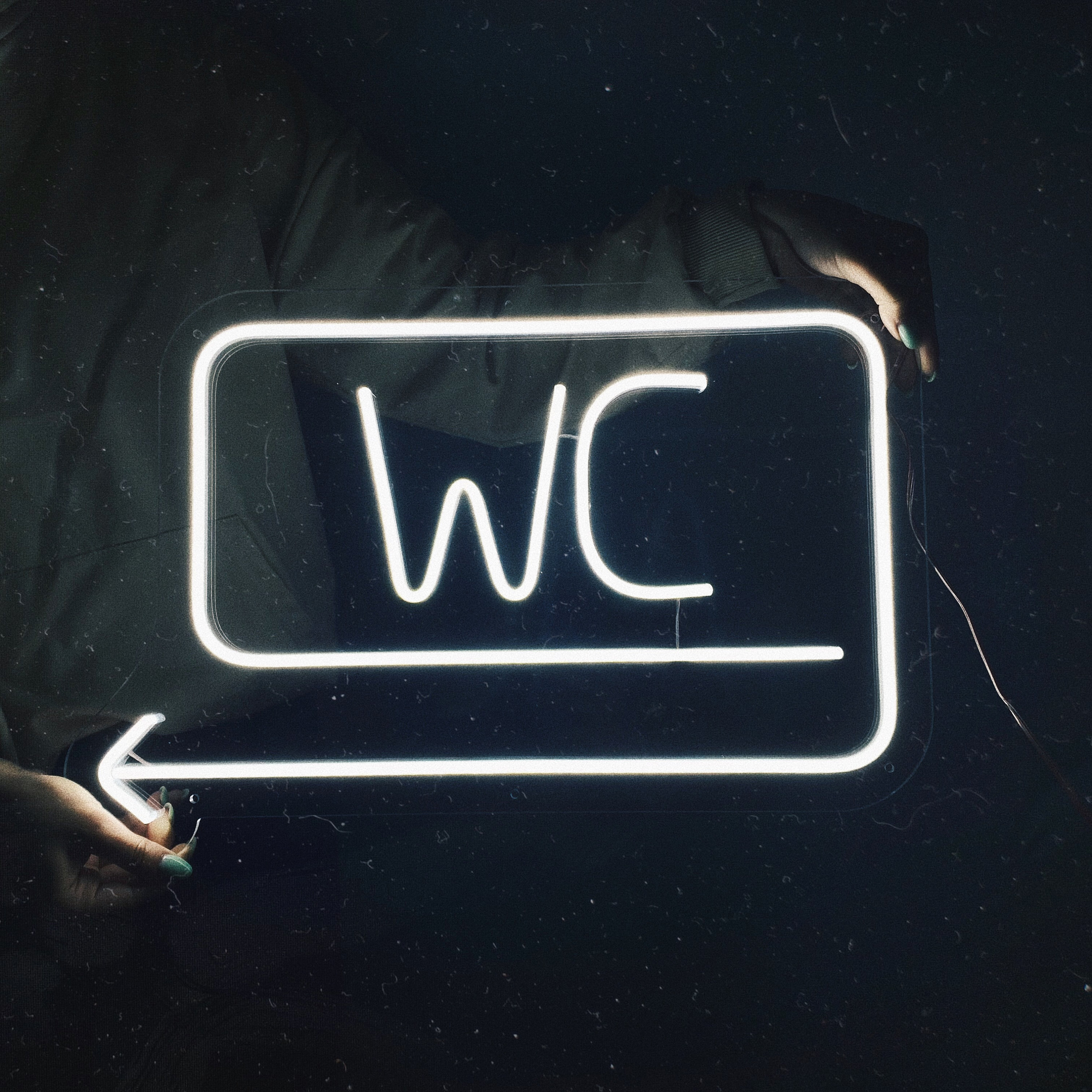 WC Restroom Neon Sign | Navigation Arrow Wall Decor for Business ...