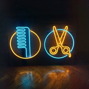Comb and Scissors Led Neon Sign | Beauty Salon Decor | Hairdresser ...