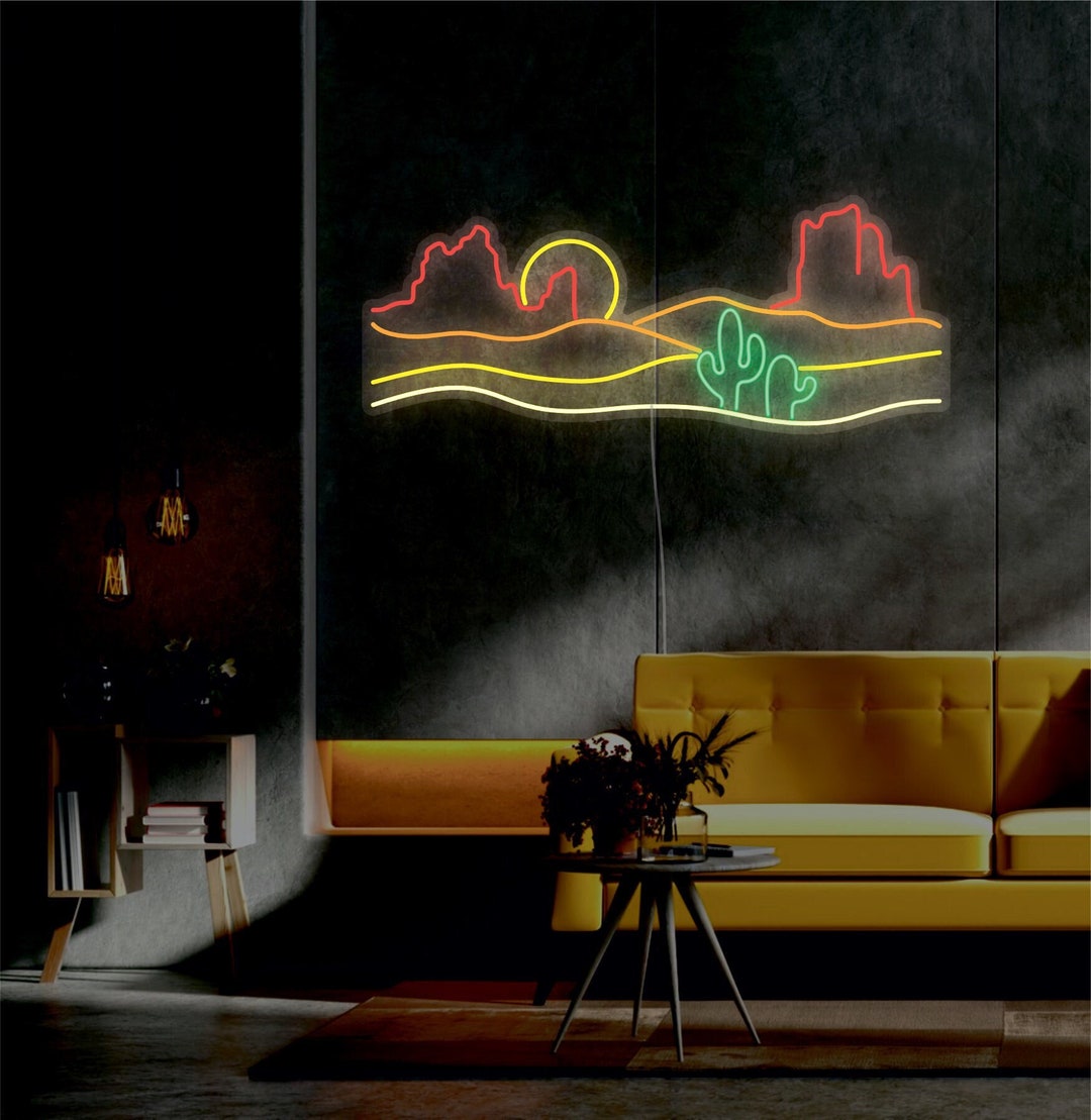 Western Desert With Cactus LED Neon Sign | Cactus Wall Decor | Nature ...