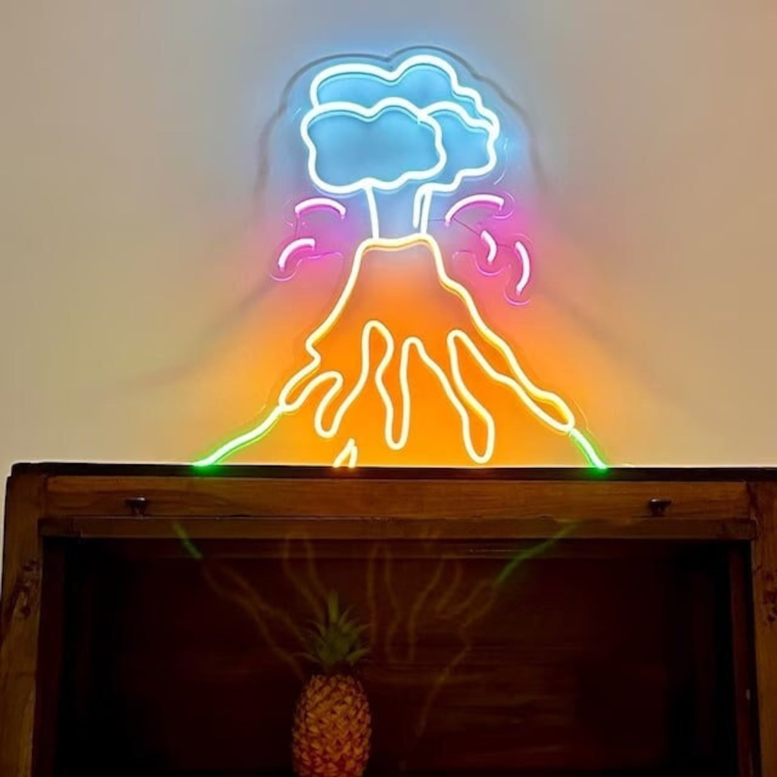 Volcano Eruption LED Neon Sign | Nature Aesthetic | Wall Hanging Light ...