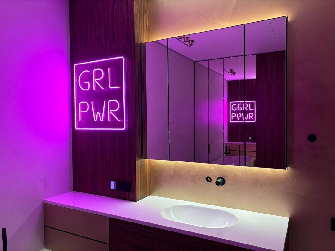 Girl Power LED Neon Sign | GRL PWR Wall Decor - Personalised Size and ...