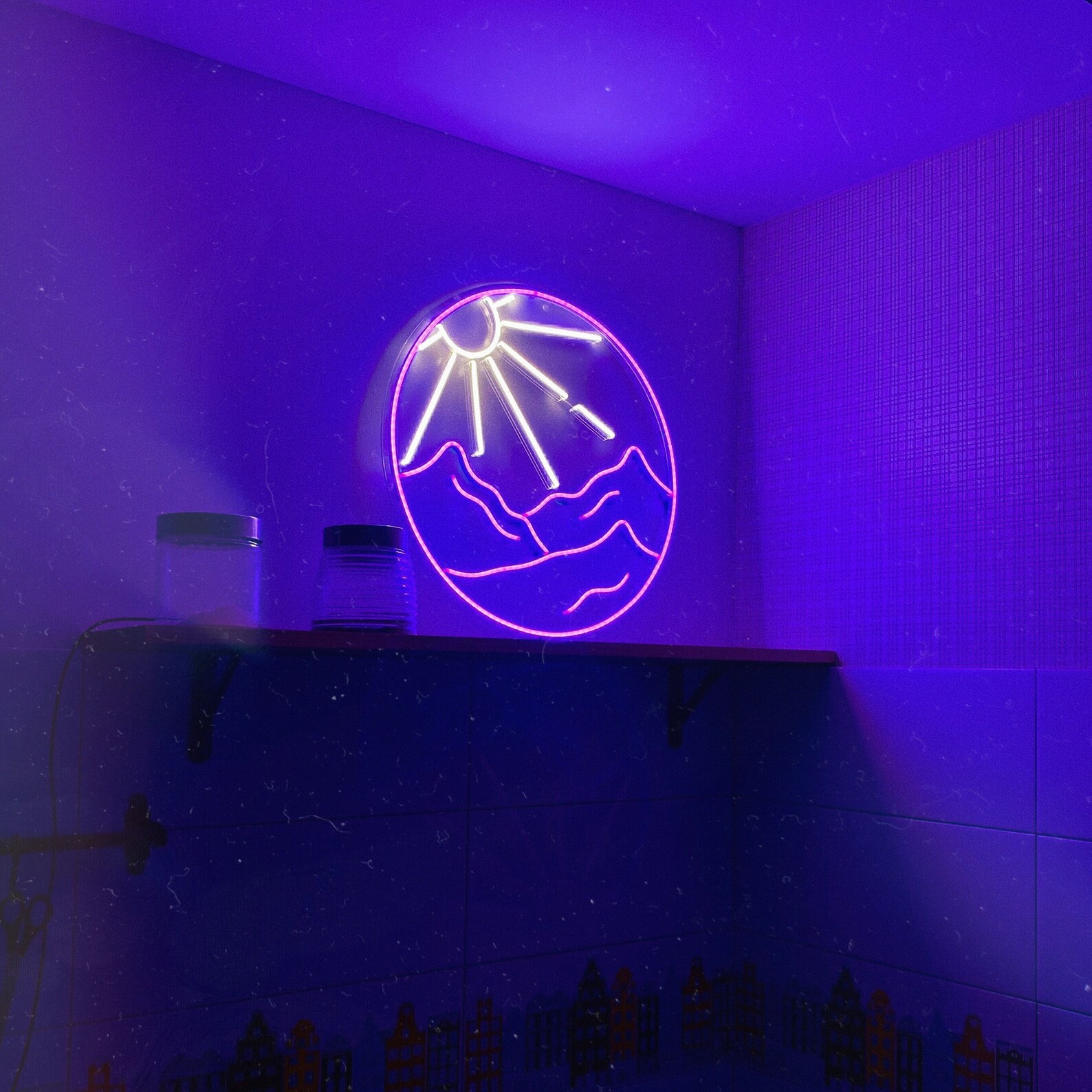 Mountain LED Neon Sign | Customize Large Sunset Acrylic Wall Art ...