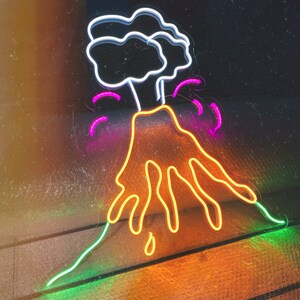 Volcano Eruption LED Neon Sign | Nature Aesthetic | Wall Hanging Light ...