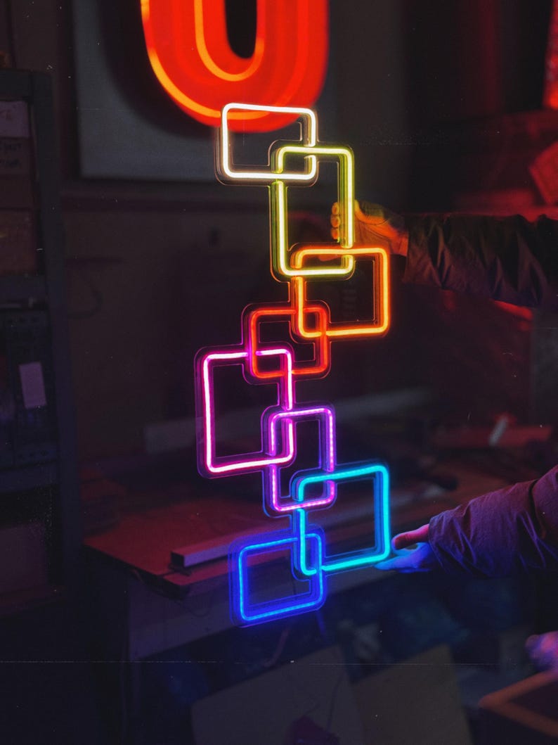 Abstract Square Led Neon Sign | Minimalistic Geometric Decor | Abstract ...