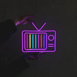 Retro TV Led Neon Sign - Vintage Old TV Set With TV Interference No ...