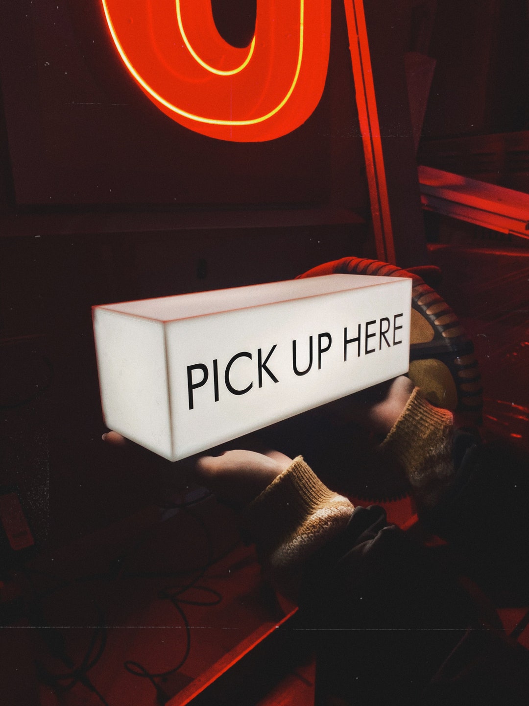 Pick up Here Sign | Table and Wall Light Box | Sign for Business | USB ...