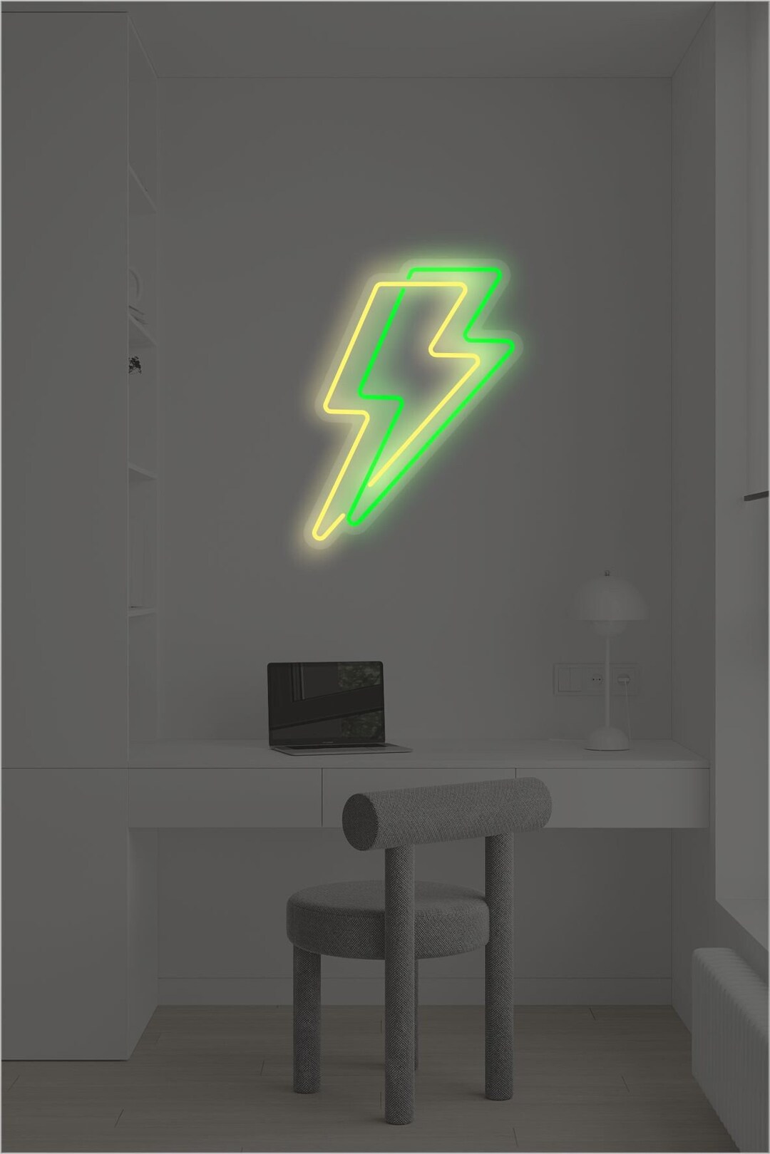 Lightning Bolt LED Neon Sign, Kids Night Light, Thunder Bolt Wall Decor ...