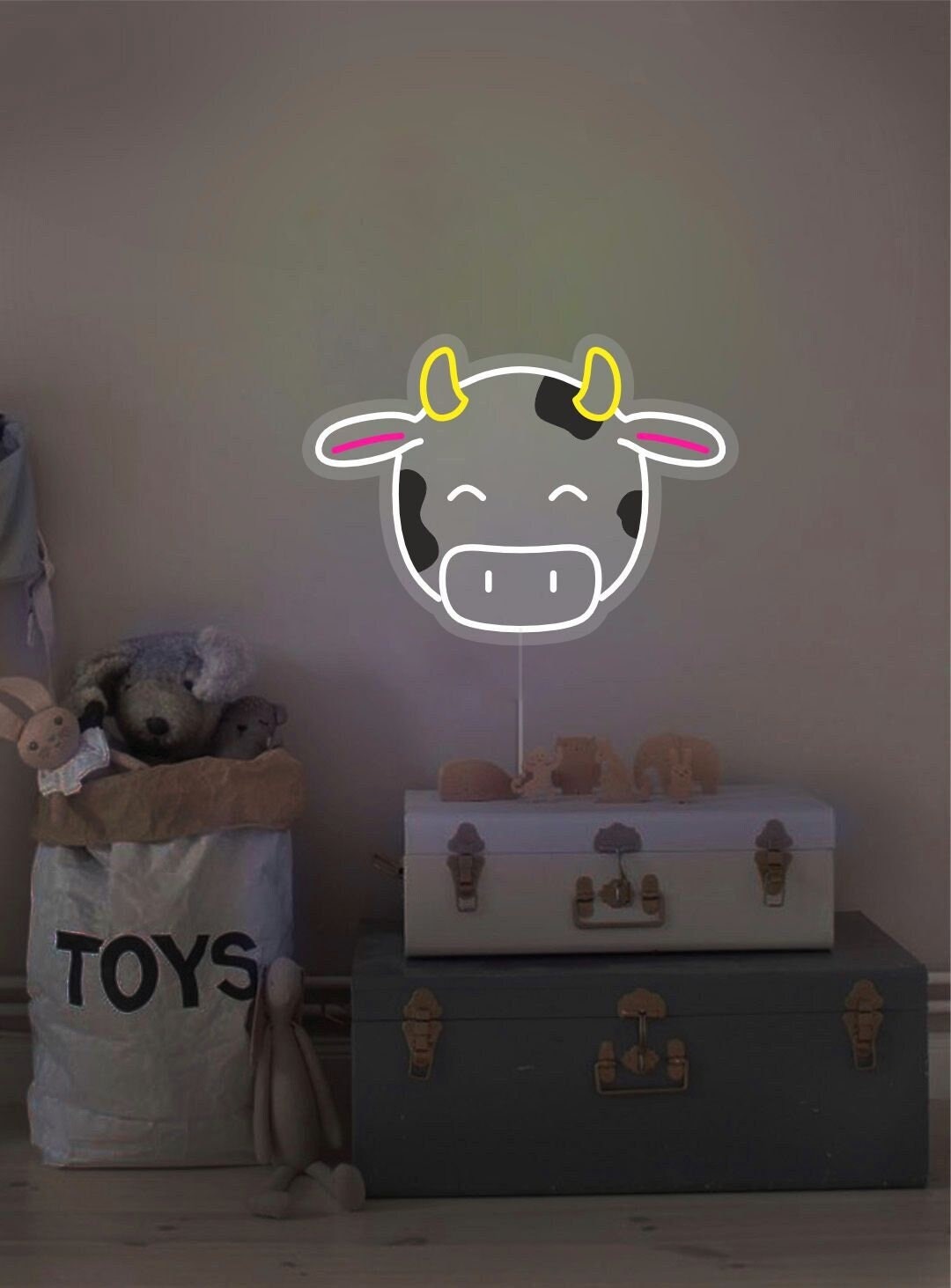 Cute Cow LED Neon Sign | Animal Wall Decor, Bright Wall Art - Etsy