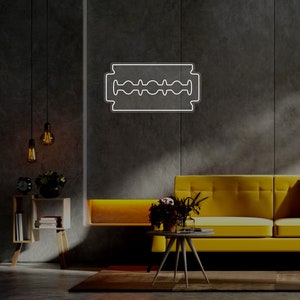 Razor LED Neon Sign | Barbershop Decor | Razor Blade Wall Art ...