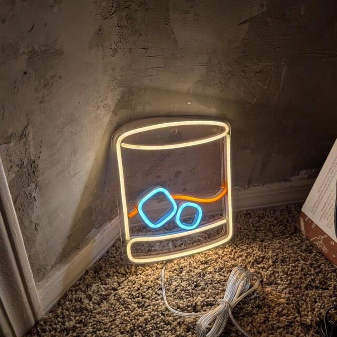 Whiskey Glass LED Neon Sign | Home Bar or Pub Wall Decor | Whisky Gifts ...