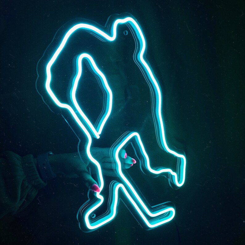 Hockey Player LED Neon Sign Sport Wall Decor Choose Your - Etsy