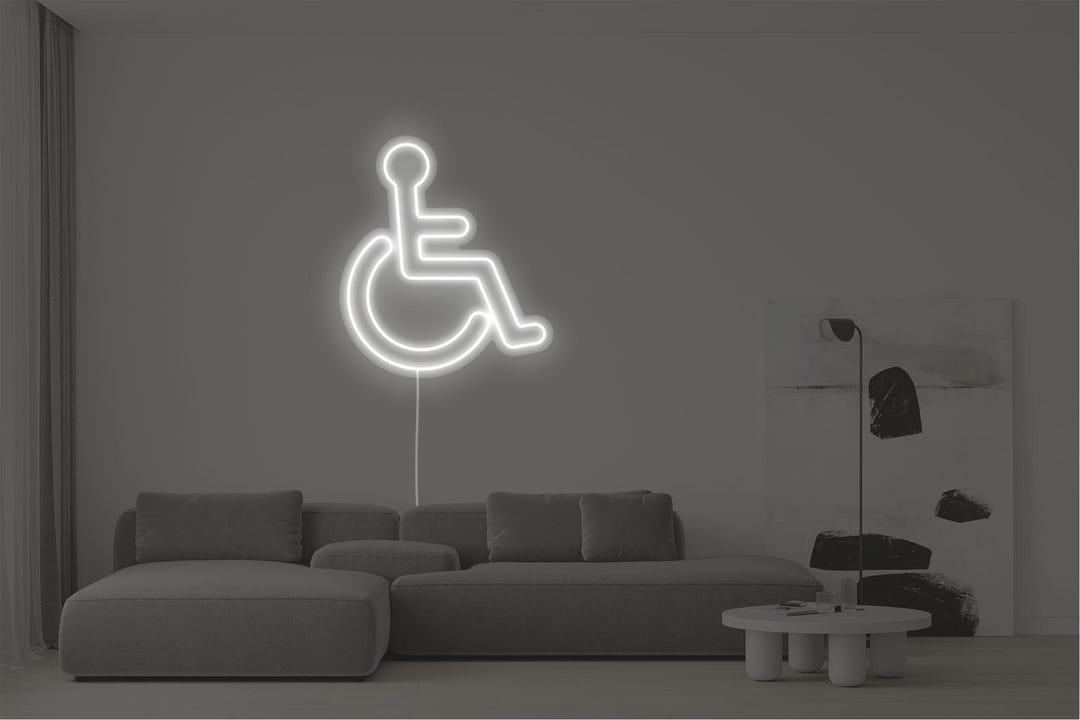 Accessible Restroom Neon Sign | Handicap Bathroom LED Sign | ADA Toilet ...