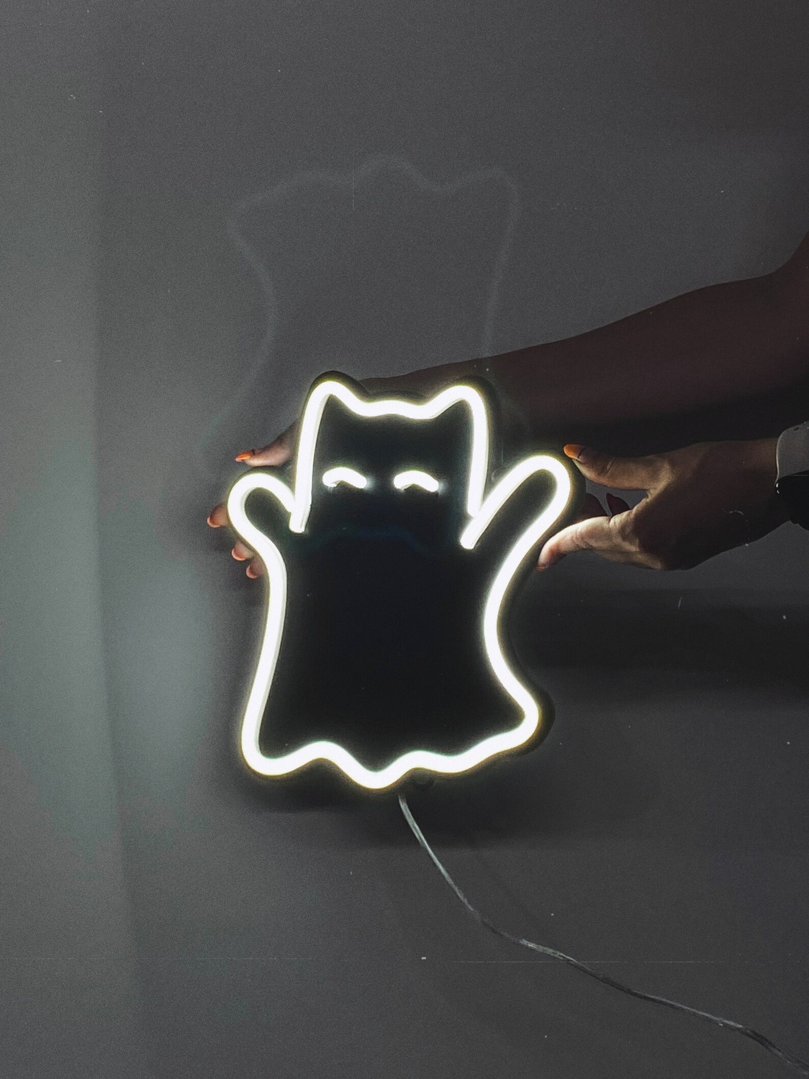 Cute Ghost Cat LED Neon Sign - Halloween Wall Art for Spooky Decor ...