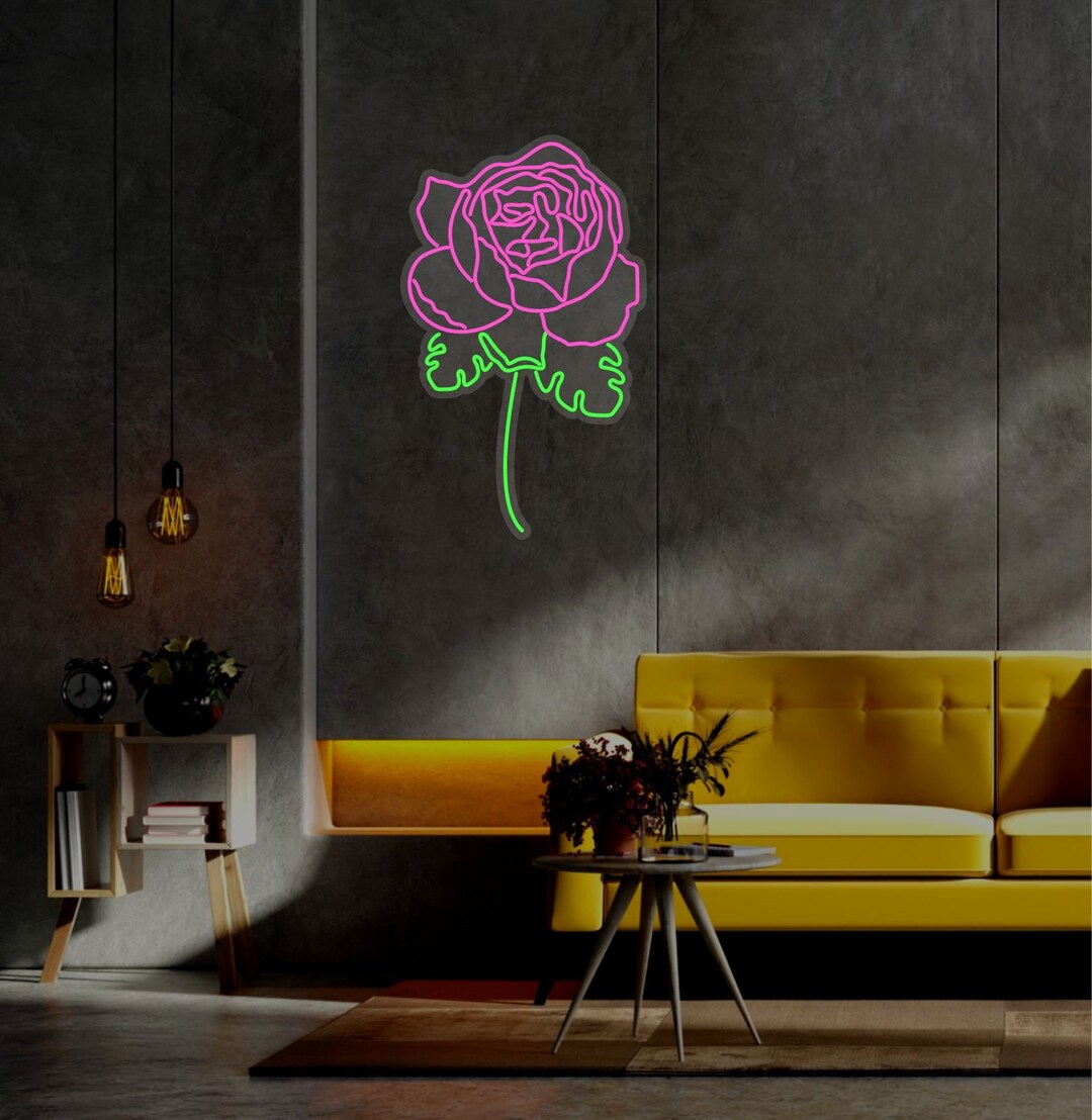 Peony Flower LED Neon Sign, Botanical Plant Wall Decor, an Original ...