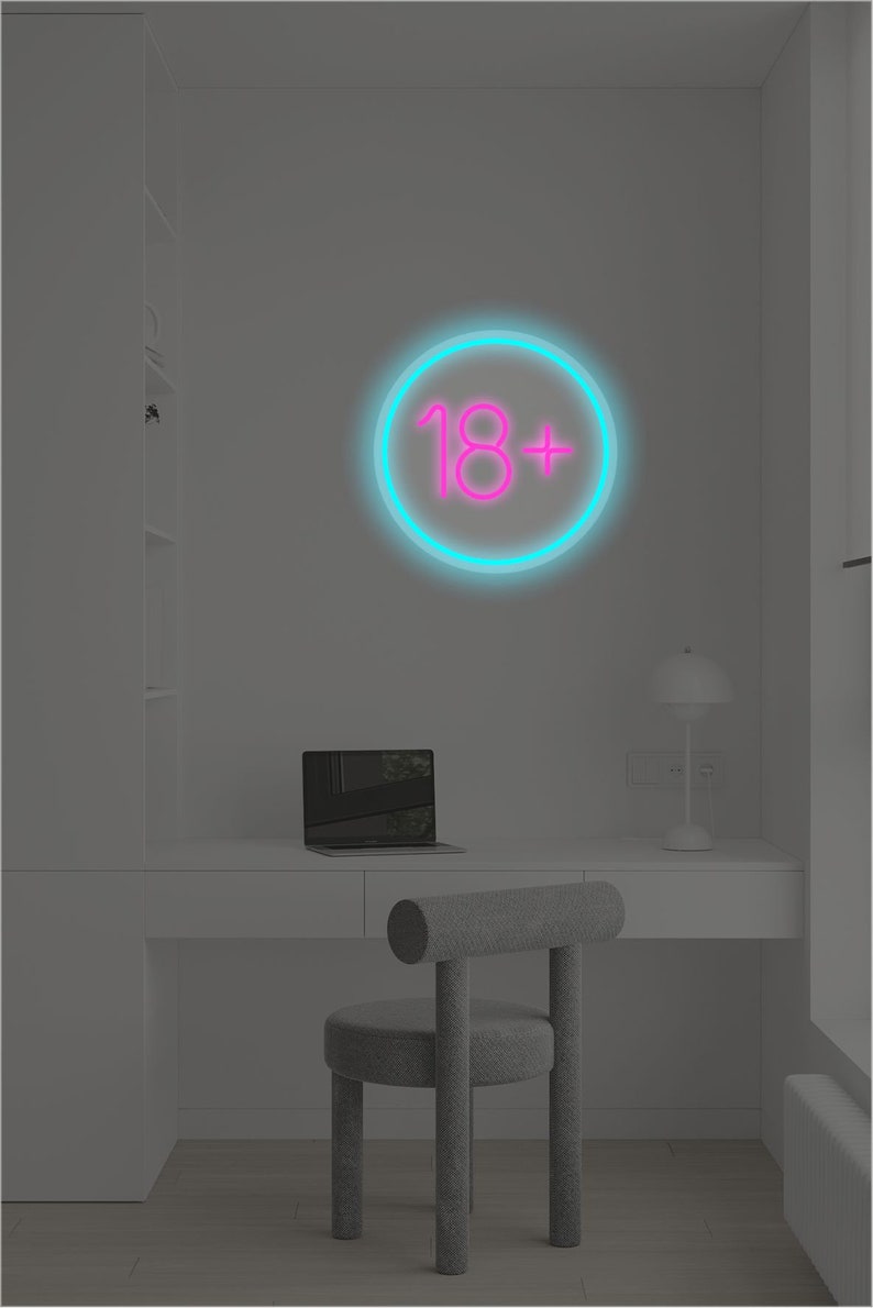 Adults Only LED Neon Sign | 18+ Icon Decor for Bar | Navigation Wall ...