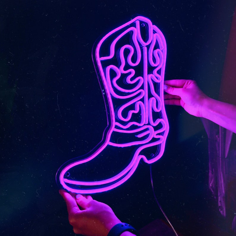 Cowboy Boot LED Neon Sign Cowgirl Boots Wall Art Customize - Etsy