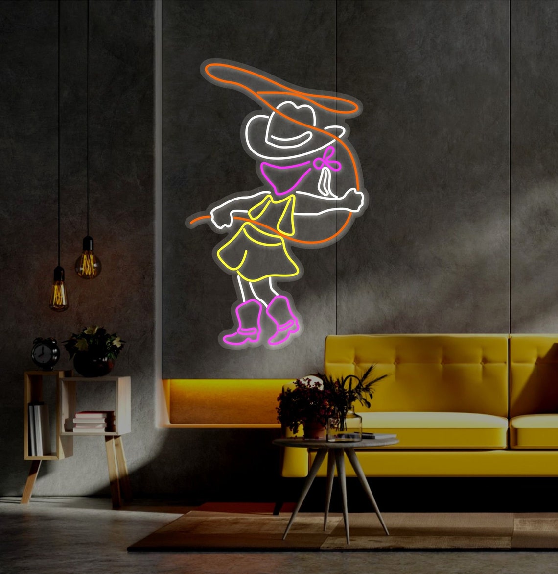 Cowgirl LED Neon Sign Cute Cowboy Girl Wall Art Western - Etsy