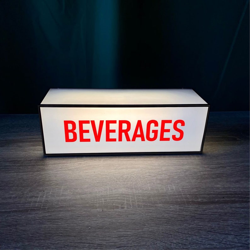 Beverages Sign | Acrylic Table and Wall Light Box | USB Powered Light ...