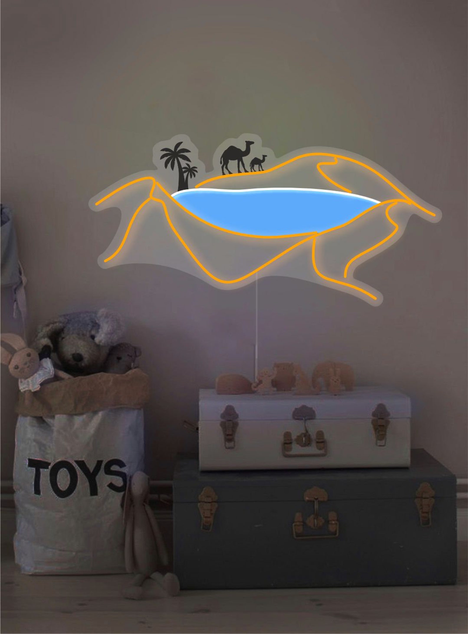 Desert Oasis LED Neon Sign Palm and Camel Wall Decor - Etsy