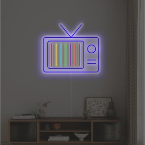Retro TV Led Neon Sign - Vintage Old TV Set With TV Interference No ...