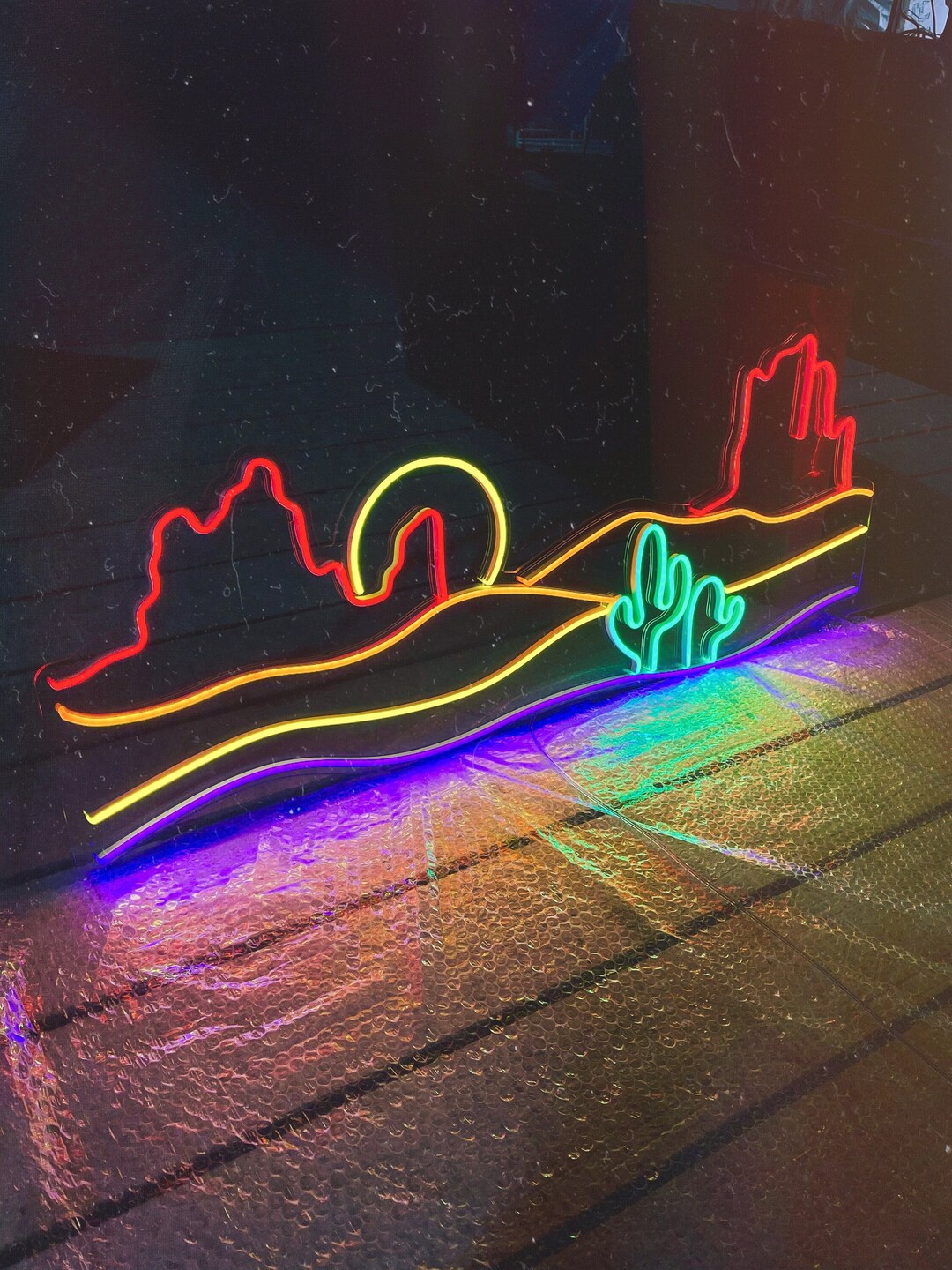 Western Desert With Cactus LED Neon Sign Cactus Wall Decor - Etsy