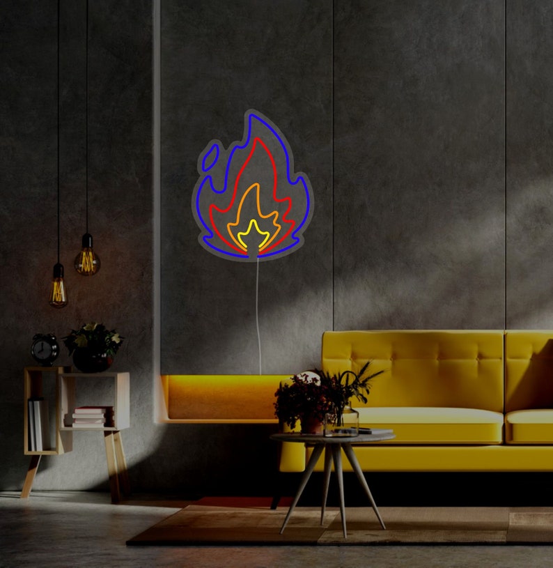 Fire LED Neon Sign Flame Neon Wall Art Aesthetic Room - Etsy