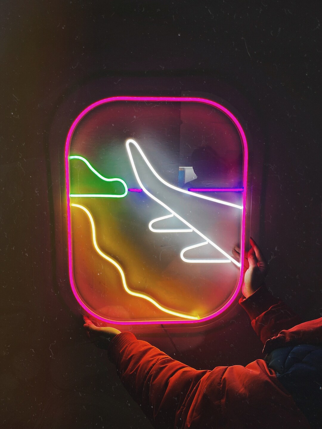 Plane Window Led Neon Sign | Sky View Neon Light | Travel Wall Art ...