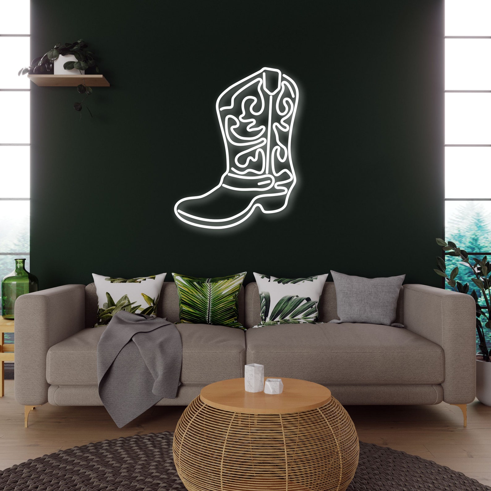 Cowboy Boot LED Neon Sign Cowgirl Boots Wall Art Western | Etsy