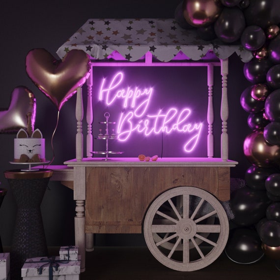 Happy Birthday LED Neon Sign Party Backdrop Decor - Etsy