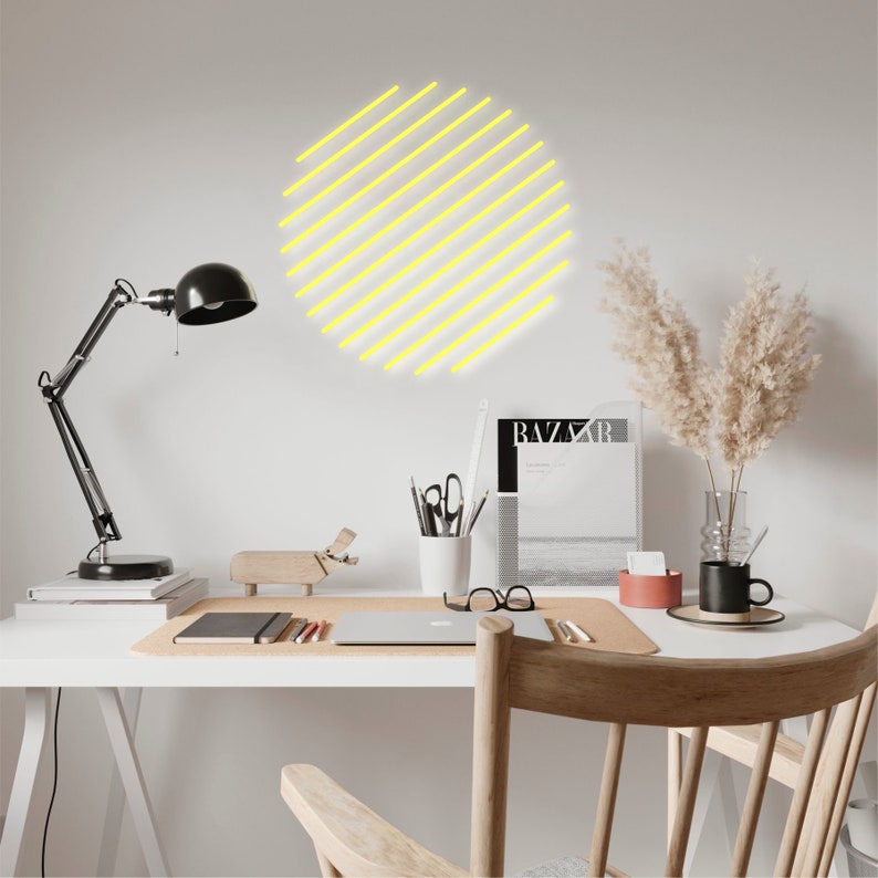 Abstract Circle Led Neon Sign Circle With Parallel Lines | Etsy