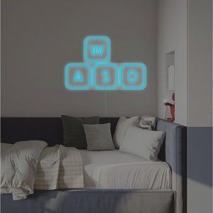 WASD LED Neon Sign, Decor for Game Room, Man Cave Sign, Streamer Room ...