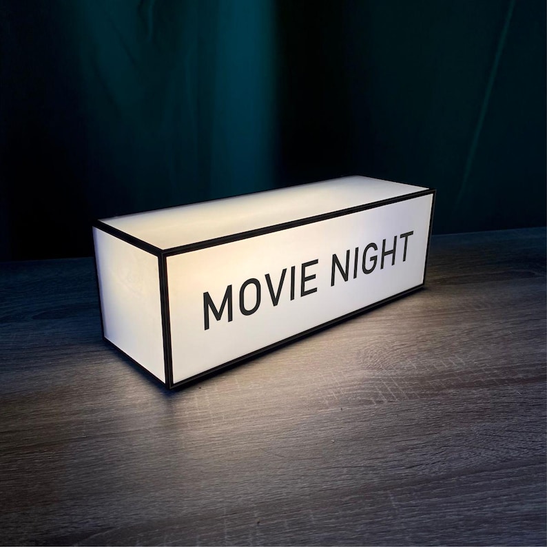 Movie Night Light Box | Small Table and Wall Lamp for Movie Night Decor ...