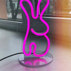 Cute Bunny LED Neon Sign for Bright Nursery Decor | Rabbit Table Lamp ...
