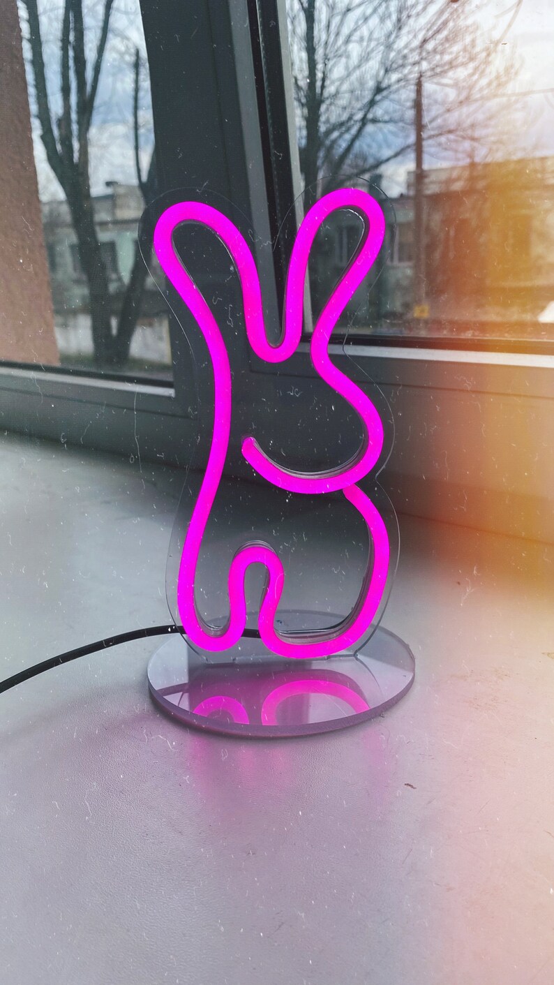 Cute Bunny LED Neon Sign for Bright Nursery Decor | Rabbit Table Lamp ...