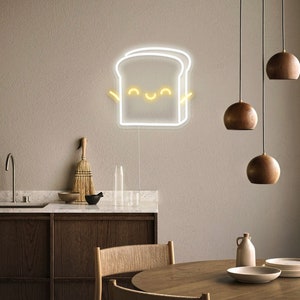 Cute Toast LED Neon Sign Kawaii Breakfast Gift Kids Room, Kitchen Decor ...