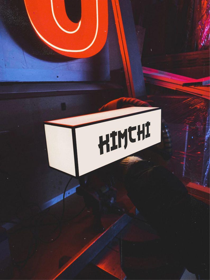 KIMCHI LED Light Box | Korean Kitchen Sign | Spicy Food Desk Lamp ...