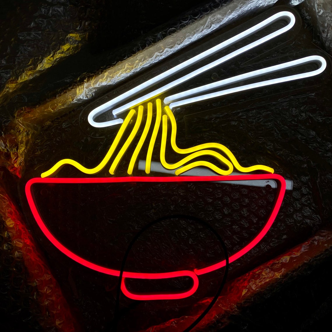 Ramen Bowl With Chopstick LED Neon Sign, Japanese Noodles Kitchen Room ...