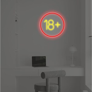 Adults Only LED Neon Sign | 18+ Icon Decor for Bar | Navigation Wall ...