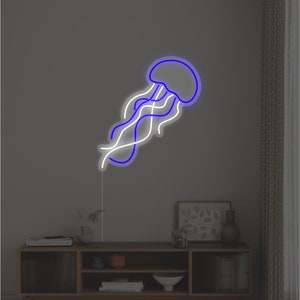 Jellyfish LED Neon Sign | Ocean Theme Night Light - Choose Your Color ...