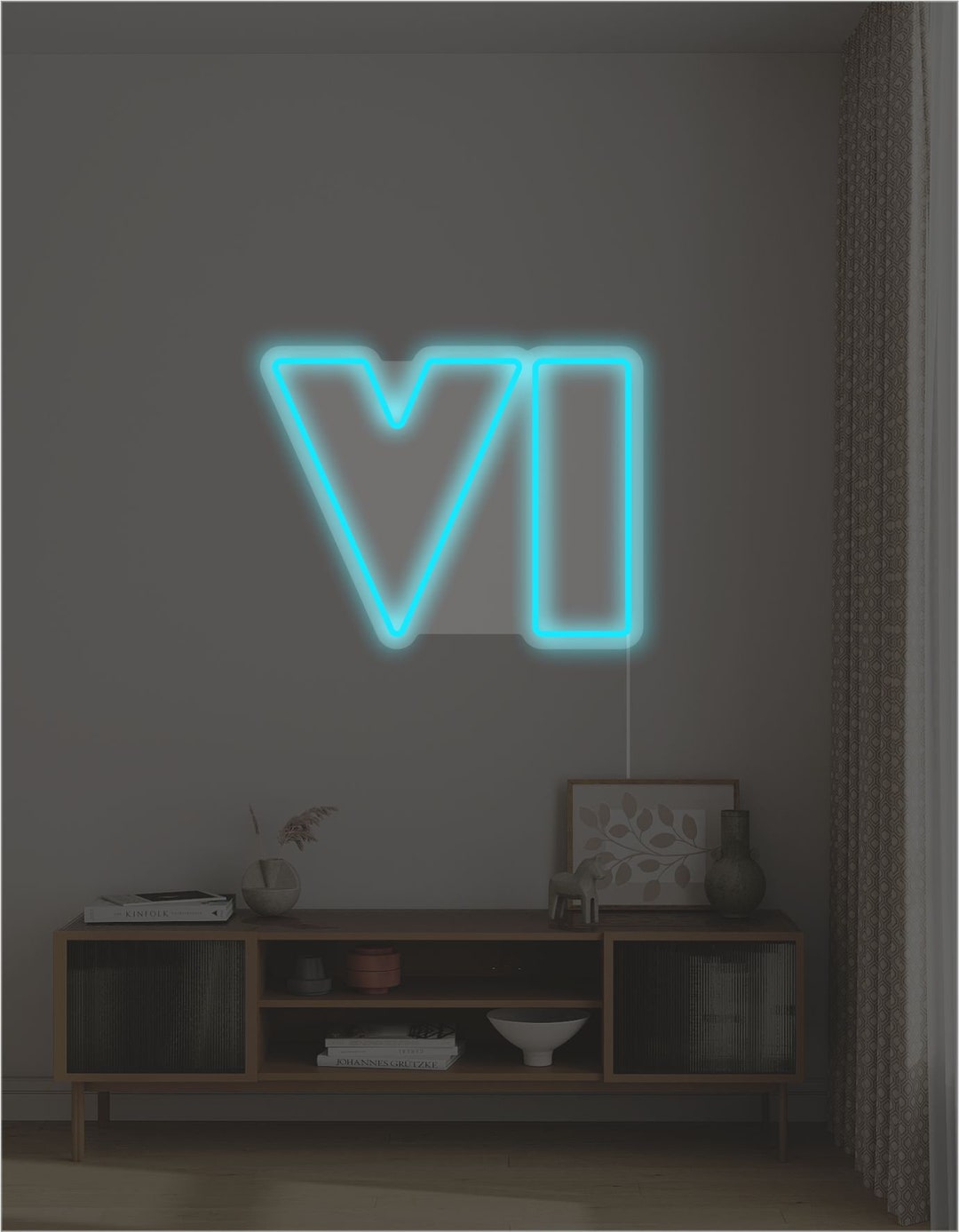 Roman Numeral VI (6) LED Neon Sign | Minimalistic Geometric Decor ...