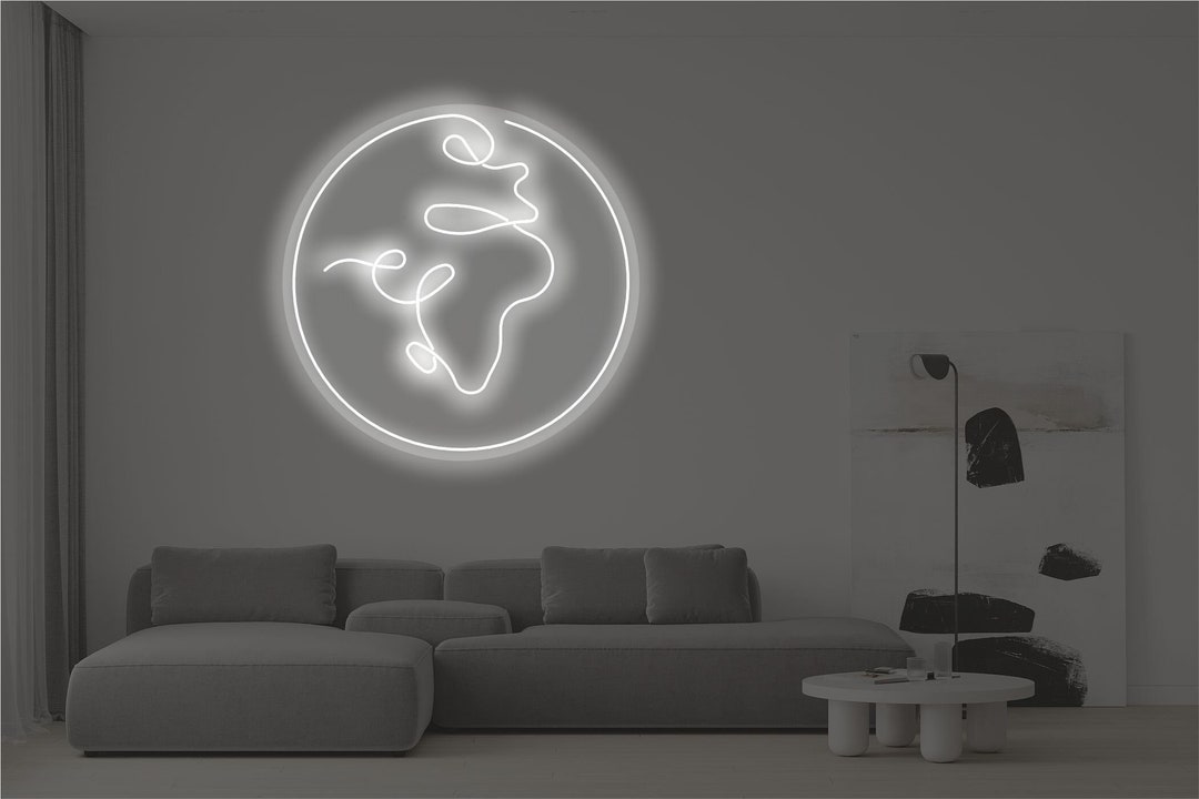 World Map LED Neon Sign | Cosmic Wall Decor for Home and Kids Room ...