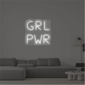 Girl Power LED Neon Sign | GRL PWR Wall Decor - Personalised Size and ...
