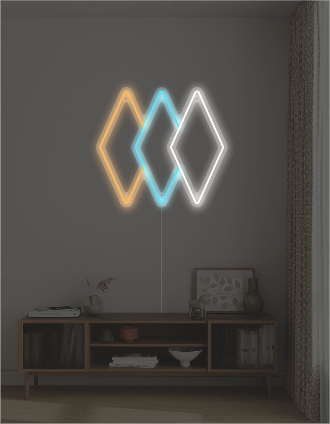 Mid Century Modern Diamonds Starbursts LED Neon Sign | Minimalistic ...