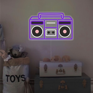 Boombox Led Neon Sign, Retro Party, Music Wall Décor, 90s Theme Party ...