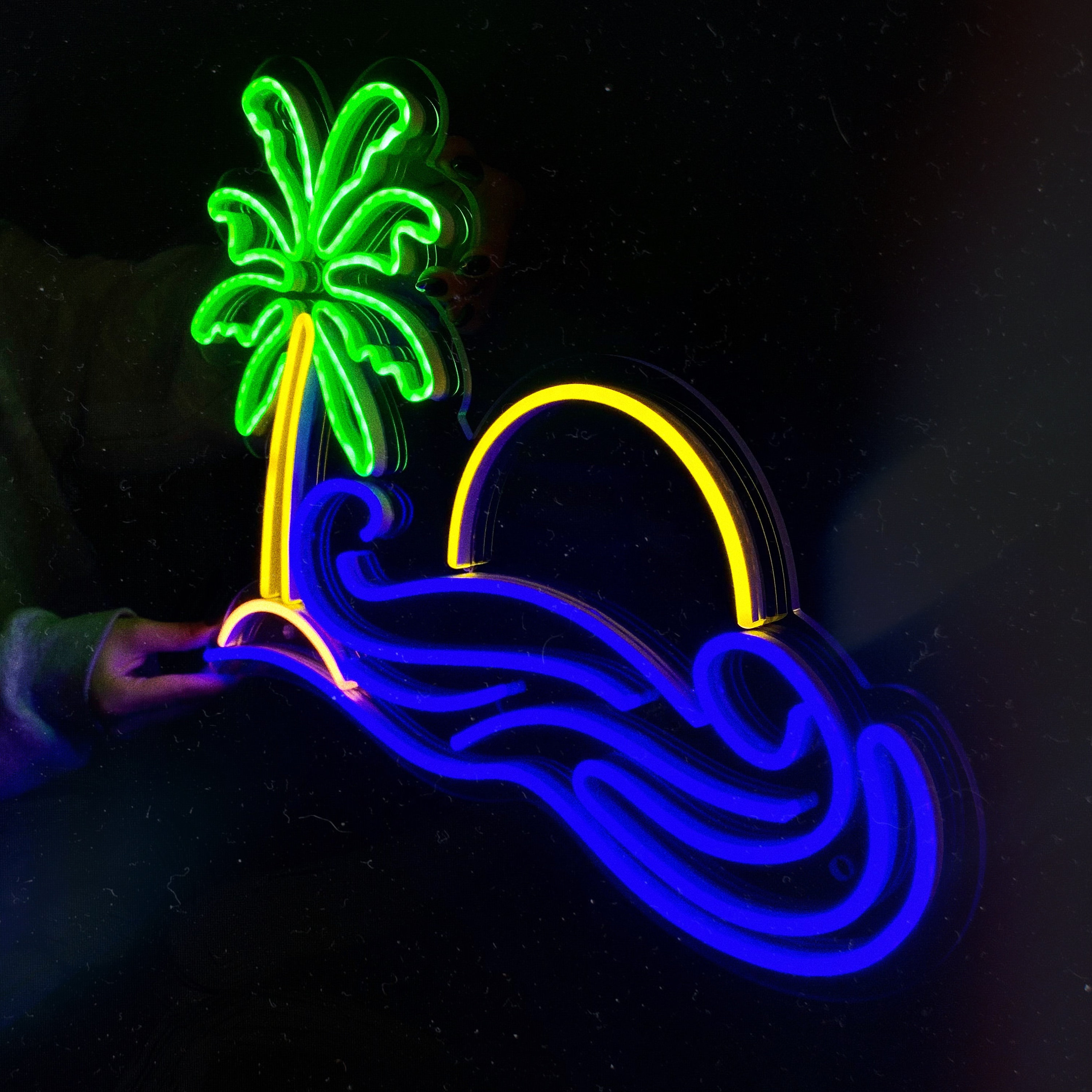Beach Sunset LED Neon Sign Palm and Waves Tropical Decor - Etsy