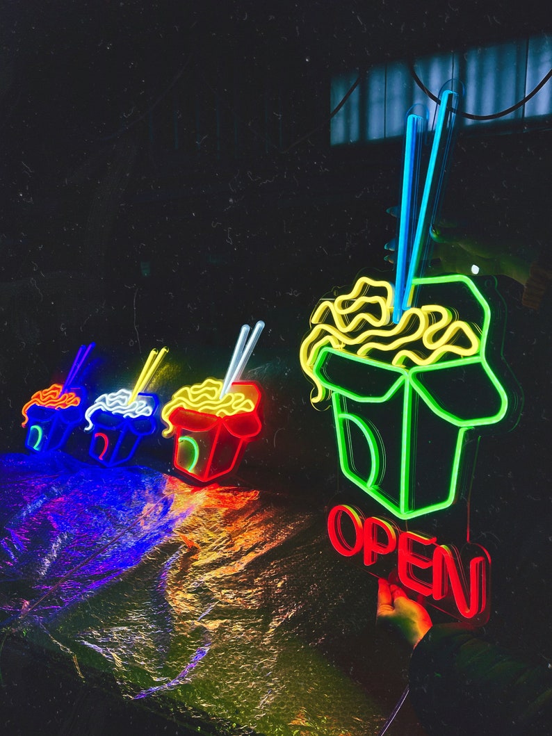 Chinese Take Out Box LED Neon Sign | Chinese Food Wall Decor | Ramen ...